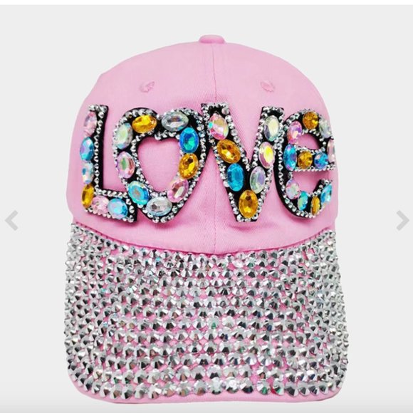 Accessories | 19 Love Message Bling Stone Studded Baseball Cap | Poshmark